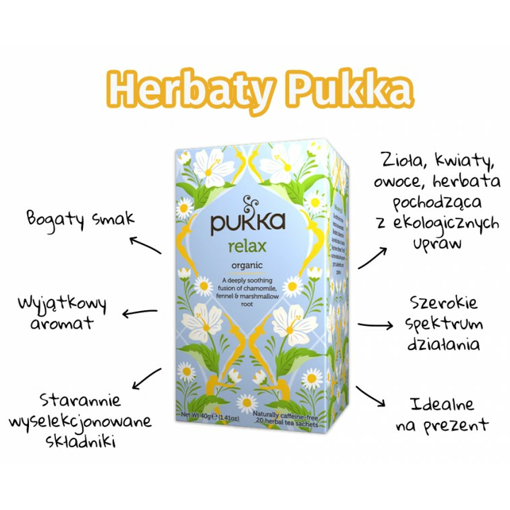 PUKKA, Herbata Relax, 20 saszetek | Ekodrogeria